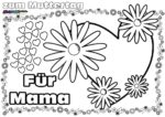 Muttertag Ausmalbild & Malvorlage Gruß mit Herz | BabyDuda » Malbuch