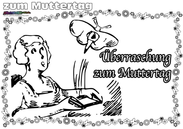 Muttertag Ausmalbild & Malvorlage Gruß mit Herz | BabyDuda » Malbuch