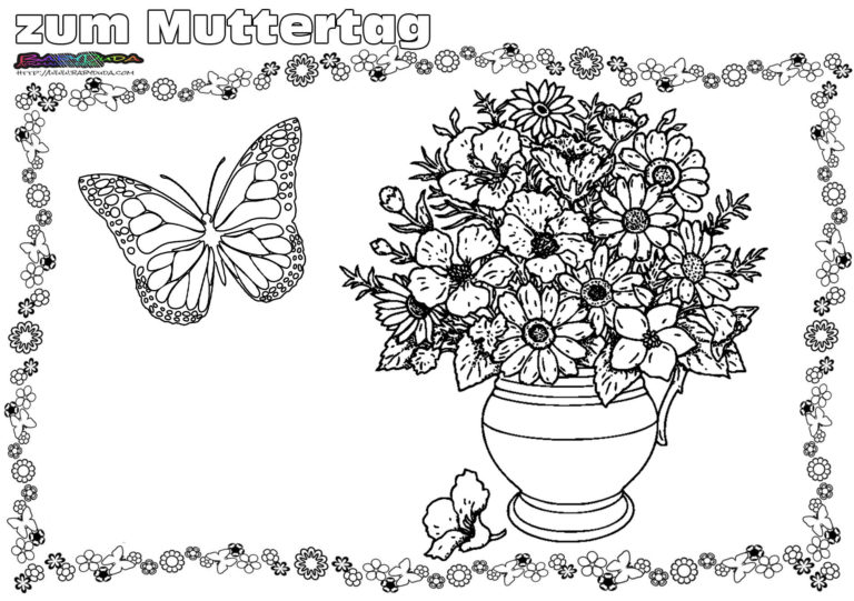 Muttertag Ausmalbild & Malvorlage Gruß mit Herz | BabyDuda » Malbuch