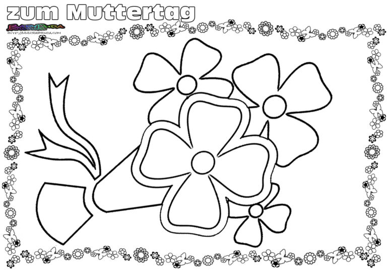 Muttertag Ausmalbild & Malvorlage Gruß mit Herz | BabyDuda » Malbuch