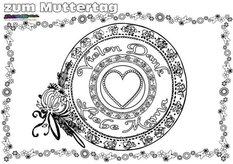 Muttertag Mandala Herz & Ornament Ausmalen | BabyDuda » Malbuch